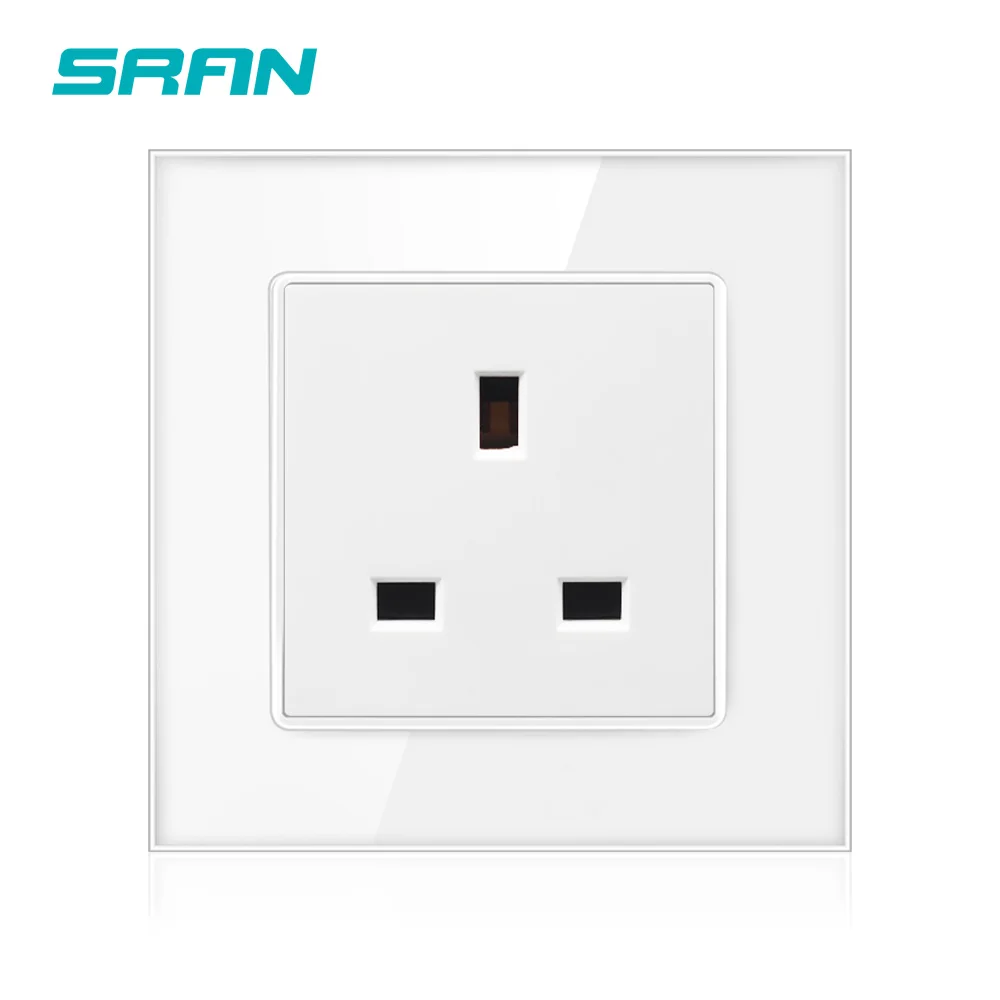 SRAN-uk-Power-socket-Crystal-tempered-glass-panel-86-86mm-13A-British ...