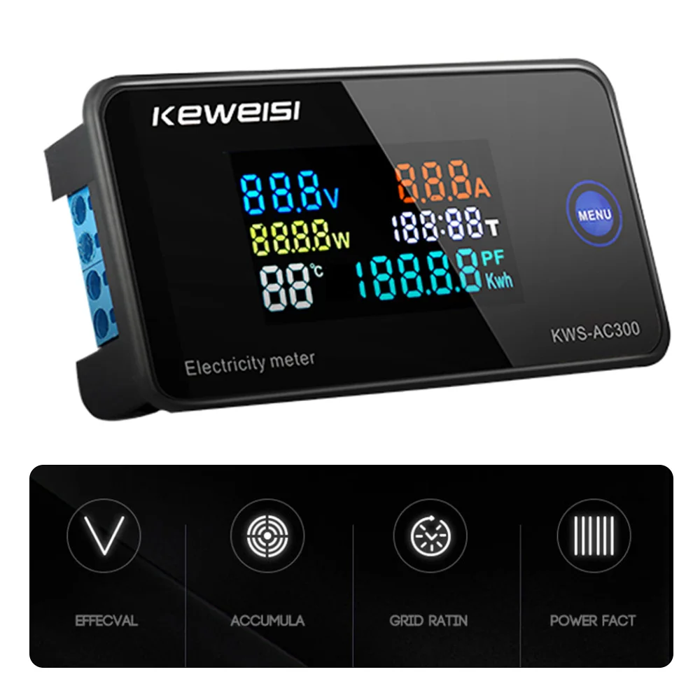 KEWEISI-Voltmeter-Ammeter-Power-Energy-Meter-AC-50-300V-Voltmeter ...