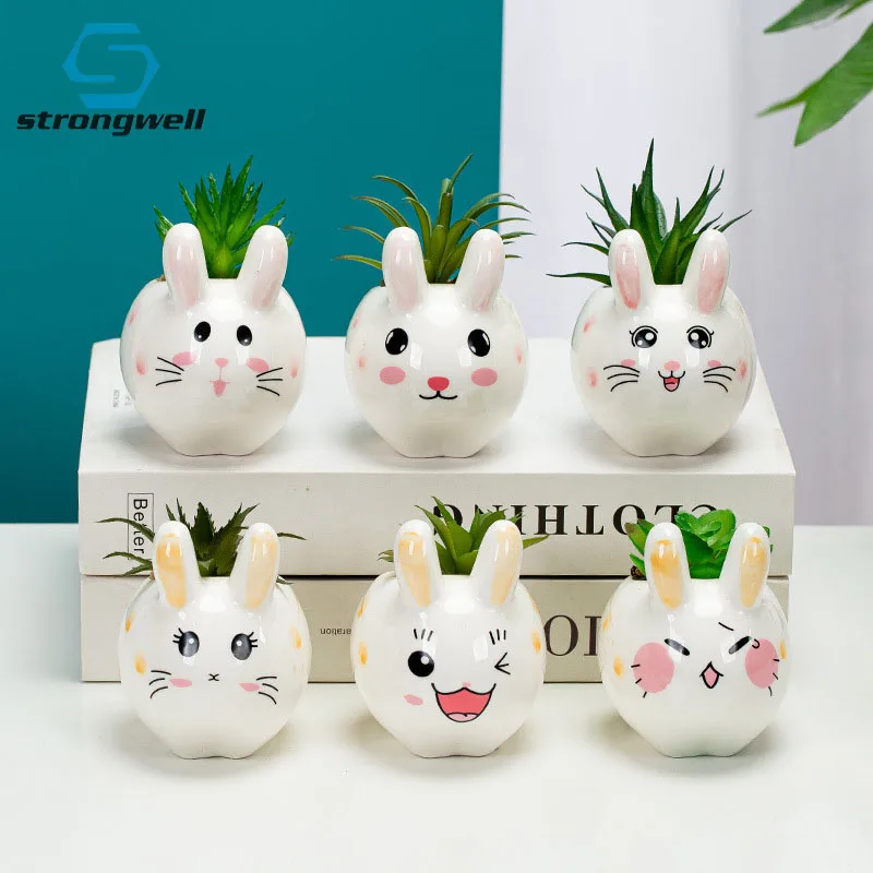 Lovely-Rabbit-Flower-Pot-Miniature-Model-Cute-Garden-Decoration-Animal ...