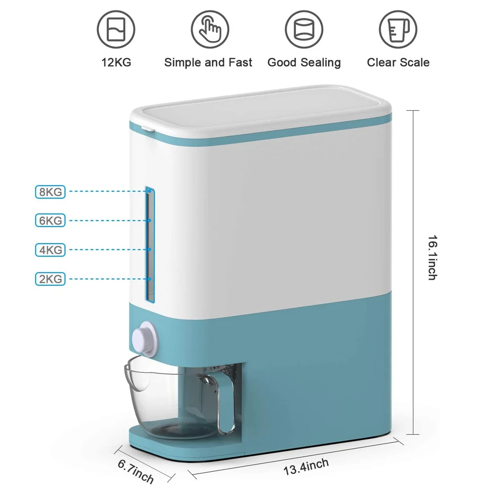 Automatic Plastic Cereal Dispenser Food Rice Storage Box - Gifts for idea