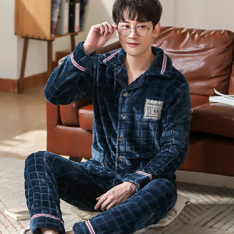 Winter-Thicken-Warm-Soft-Blue-Flannel-Pajamas-Sets-for-Men-Night ...