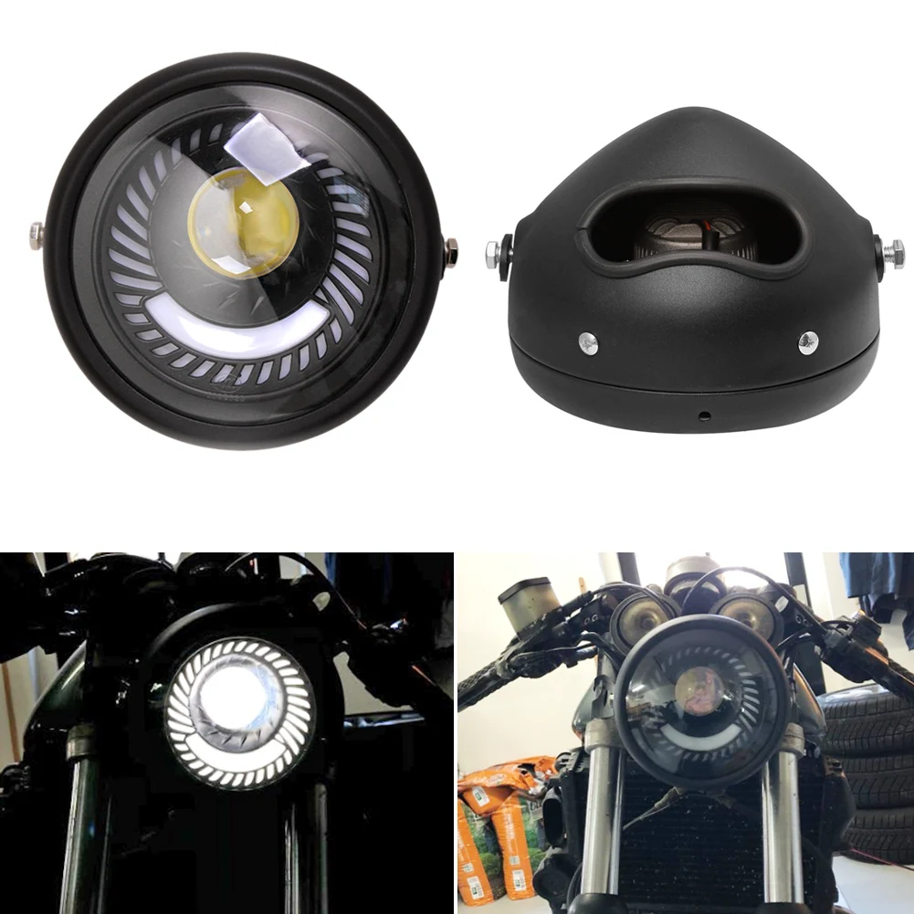 6-5-Inch-LED-Motorcycle-Retro-Headlight-Headlamp-Bracket-Spiral-White ...