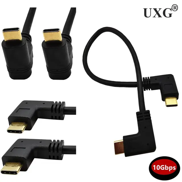 USB-C Type-C to Type-C Connector Adapter Cable Gen2 10Gbps 30w 45w 65W 85W Dual 90 Degree Left ...