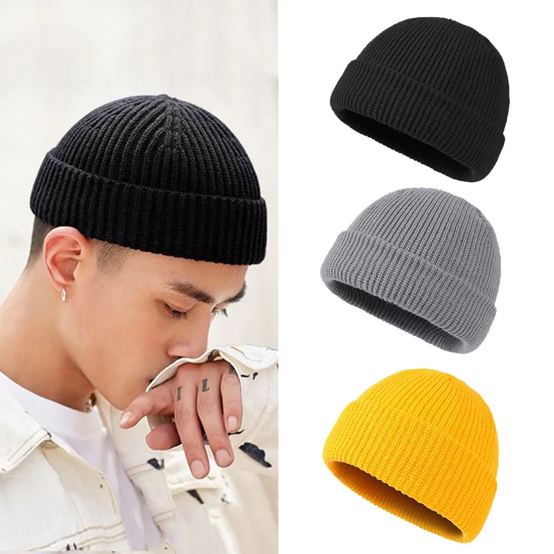 Fashion Hip Hop Beanie Hat Yuppie Skullcap Knitted Solid Color Melon ...