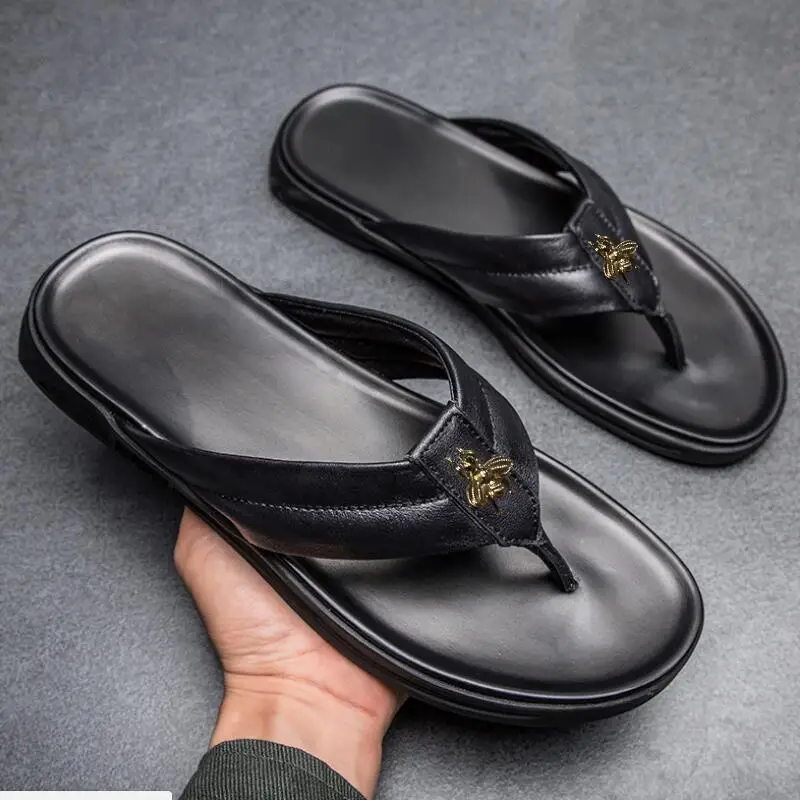 Sandalias-de-cuero-para-hombre-Chanclas-de-piel-de-vaca-accesorios-de ...