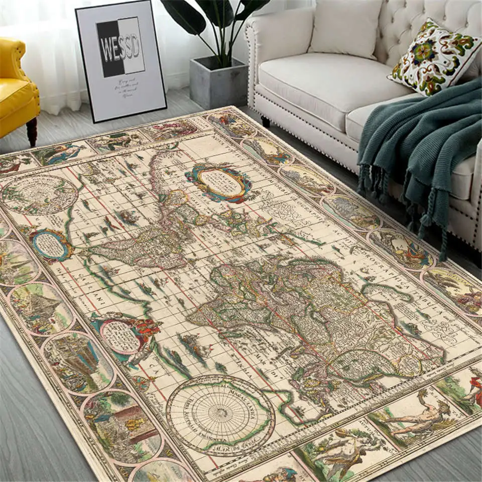 Retro-mapa-tapete-grande-sala-de-estar-quarto-mobili-rio-tapete ...