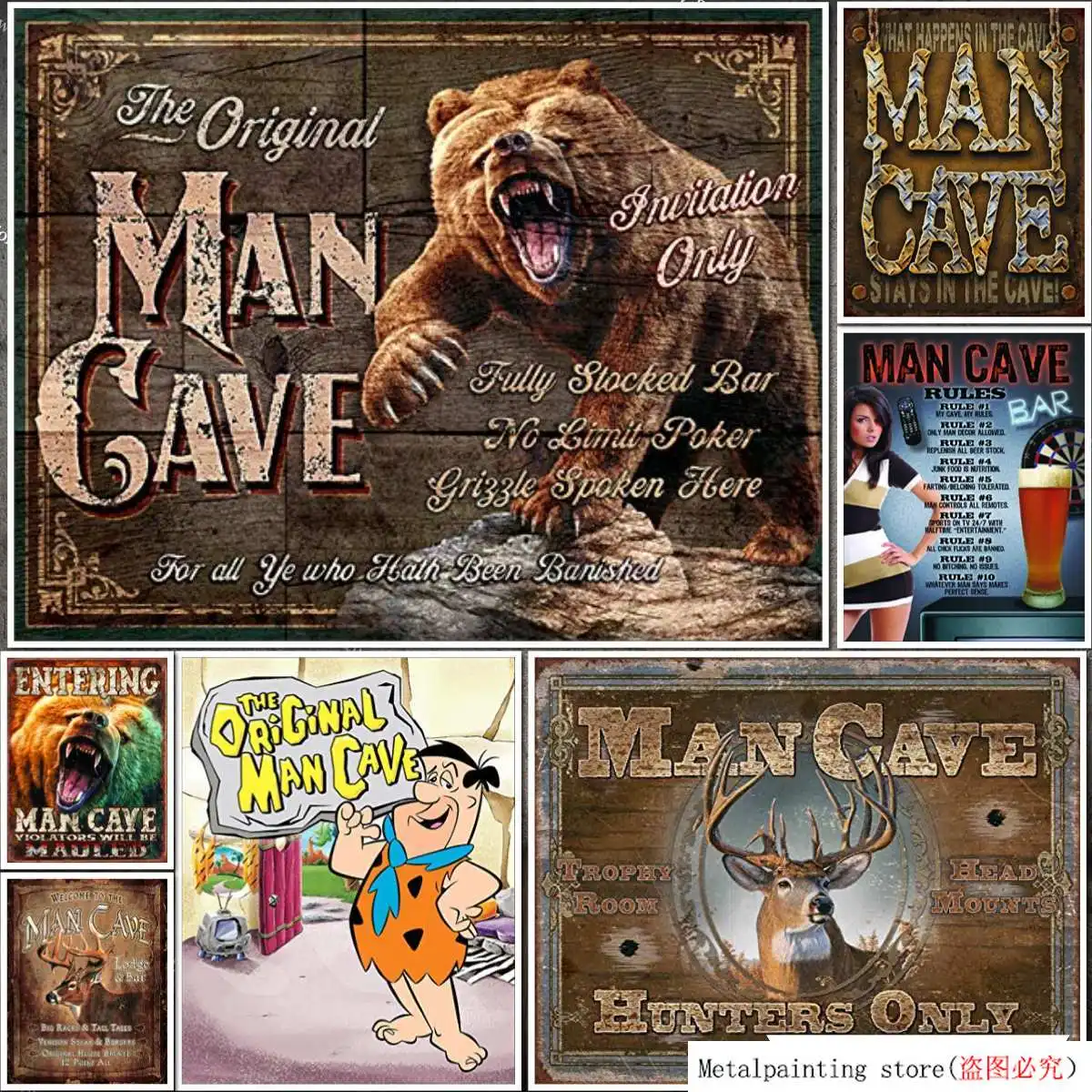 Desperate Enterprises Man Cave Diamond Plate Tin Sign Metal Painting ...