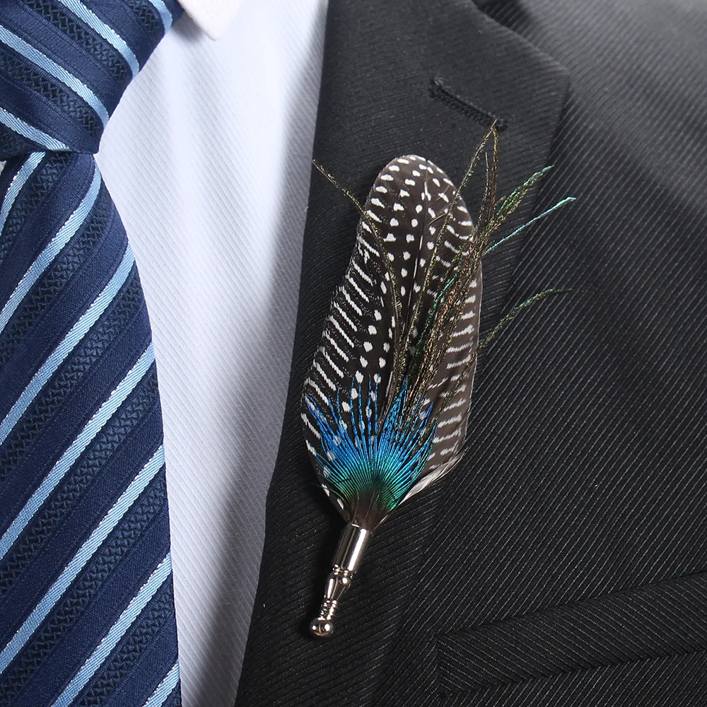 Feather Brooch Lapel Pin Fashion Designer Handmade Men Women Novelty ...