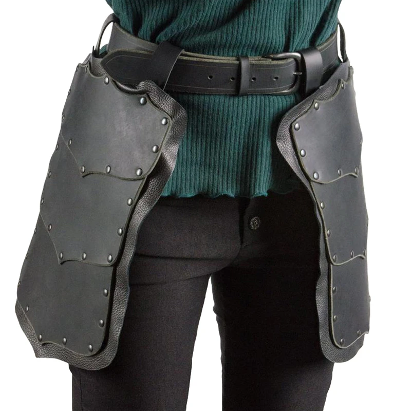 중세 LARP Faulds Tasset 바이킹 허리 엉덩이 보호 가죽 전쟁 전투 치마 다리 허벅지 갑옷 엘프 기사 의상 벨트 술 ...