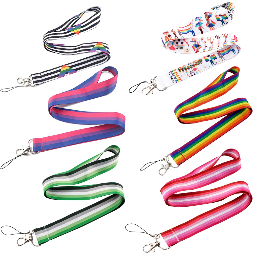 HJ1081 LGBT Rainbow Gay pride Key Lanyards Badge Holder ID Card ...