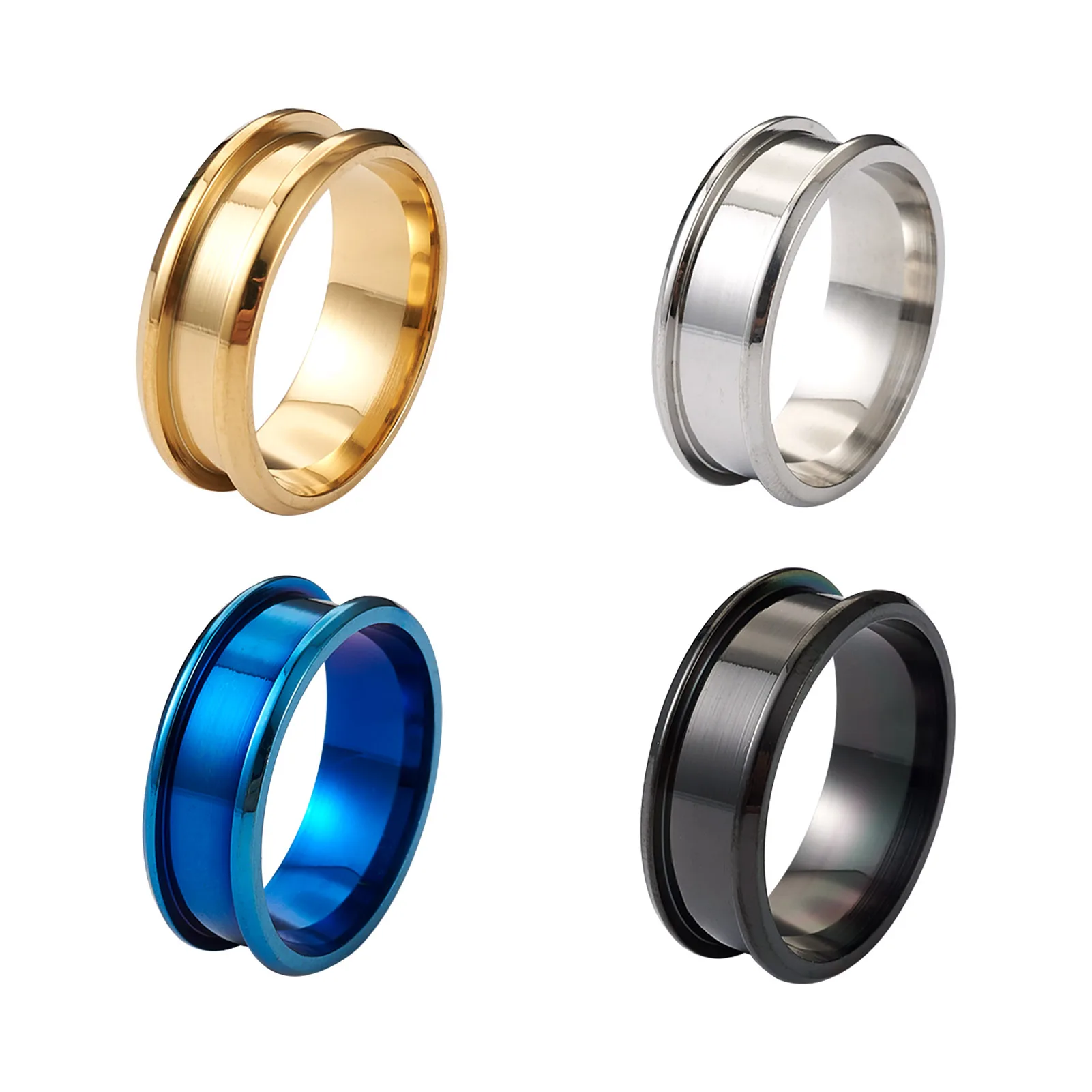4pcs-box-Stainless-Steel-Grooved-Finger-Ring-Settings-Mixed-Color-Ring ...