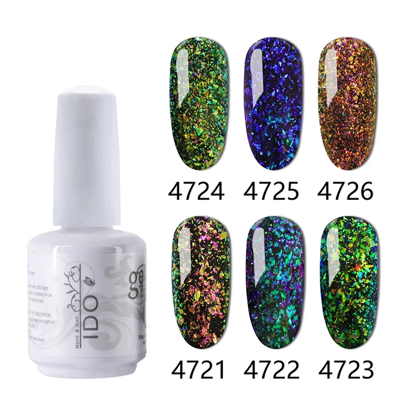 12pcs Galaxy Shadow Gel Nails Shinning IDO white bottle UV &LED soak ...