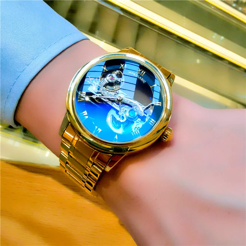 AOKULASIC Mens Automatic Mechanical Watch Stainless Steel Strap Watches ...