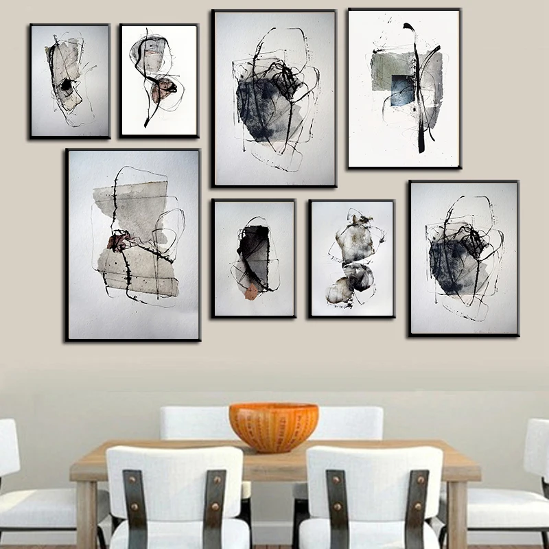 Nordic Abstrakte Vintage Kreative Minimalist Muster Leinwand Gemälde Wand Kunst Drucken Bild ...