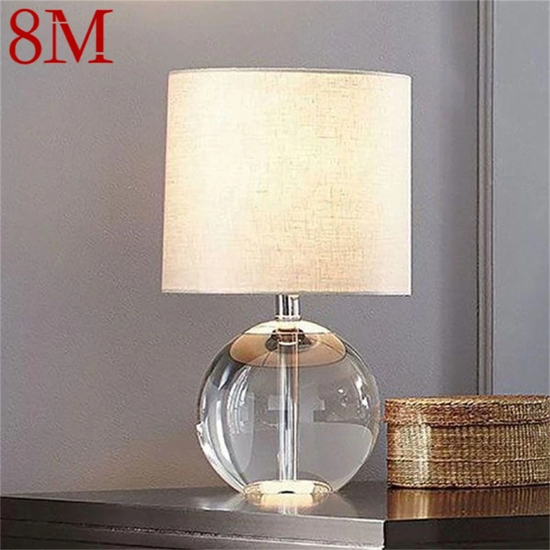 8M Dimmer Table Light Contemporary Simple Desk Lamp Round Crystal LED ...