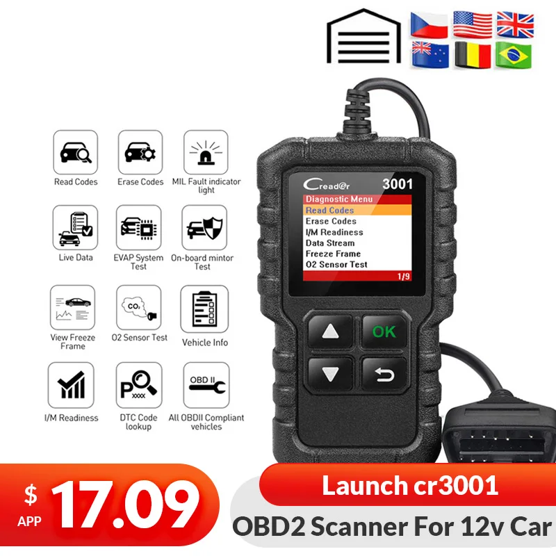 LAUNCH X431 CR3001 OBD2 Scanner Support Full OBD II/EOBD Launch Creader ...