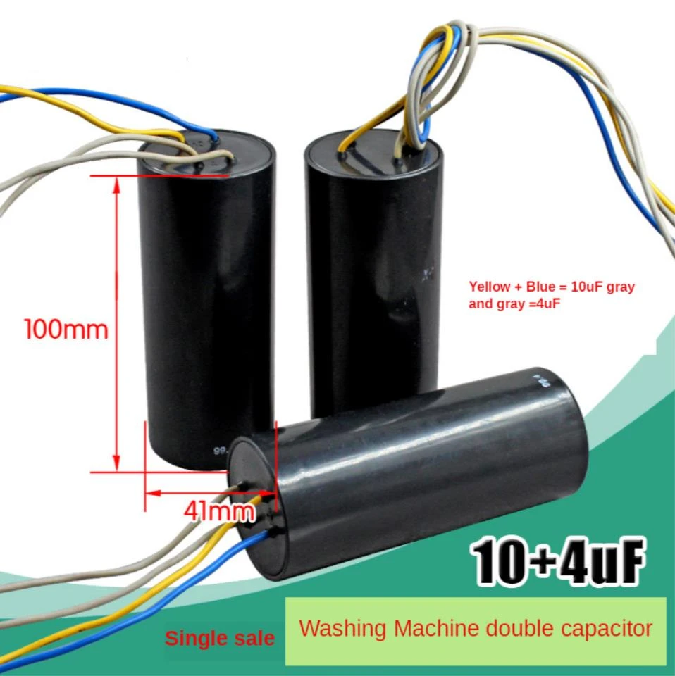 1pc Cbb60 10+4uf Double Capacitor 4-wire Start Capacitor Double ...