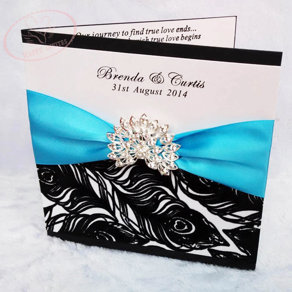 Turquoise And Black Wedding Invitations