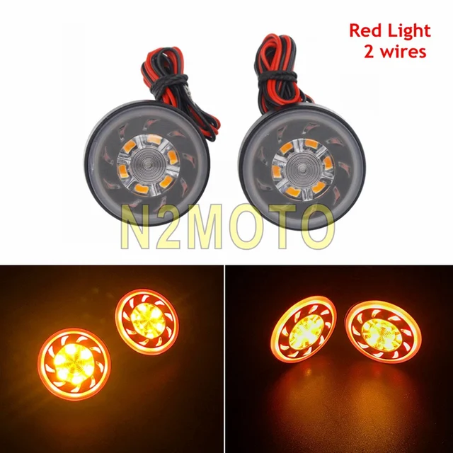 2 wires LED Round Motorcycle Stop Brake Light Universal 12V Mini ...