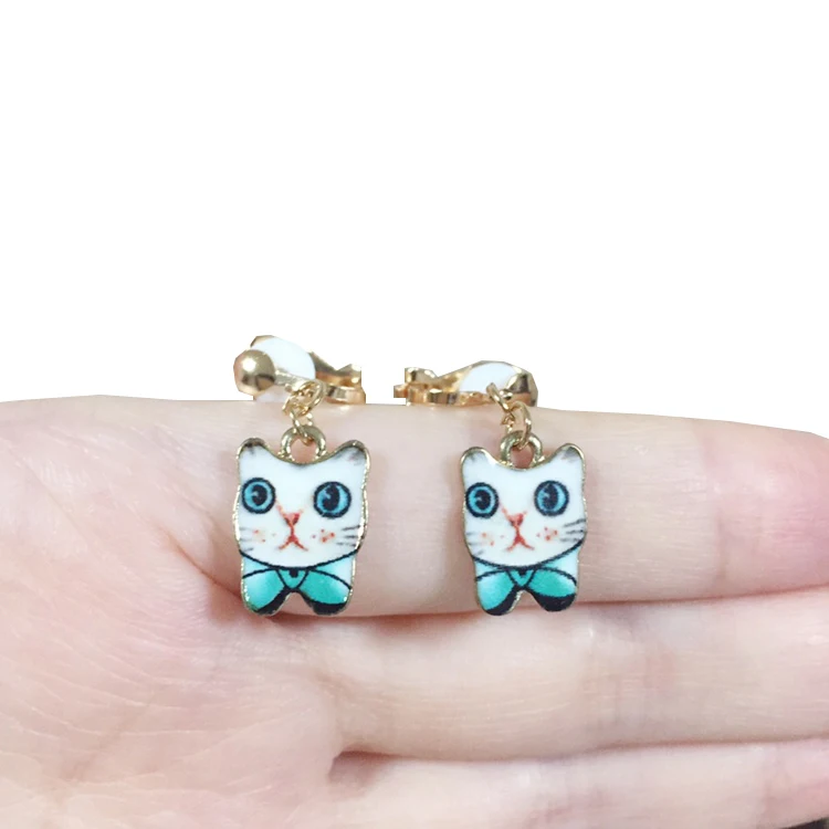 Clip-On-Earrings-Kids-Cute-Cartoon-Animal-Cat-Ear-No-Piercing-Ear-Rings ...