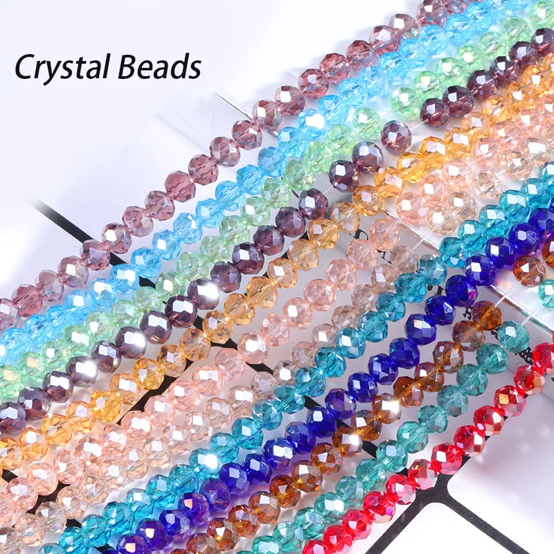 4/6/8MM 2/5String Crystal AB Beads Faceted Spacer Beads Sewing Rondel ...
