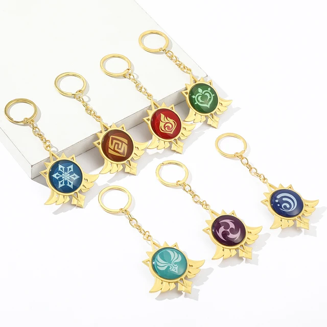 Genshin Impact Keychain Eyes Of God Keychains Luminous Metal Keychain ...