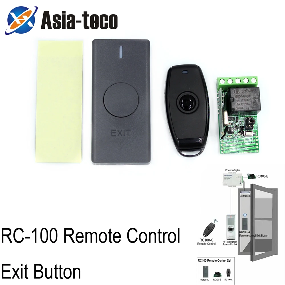Access-Control-Wireless-Remote-Control-Kit-Exit-Button-For-Remote-Open-Door-Electric-Lock ...