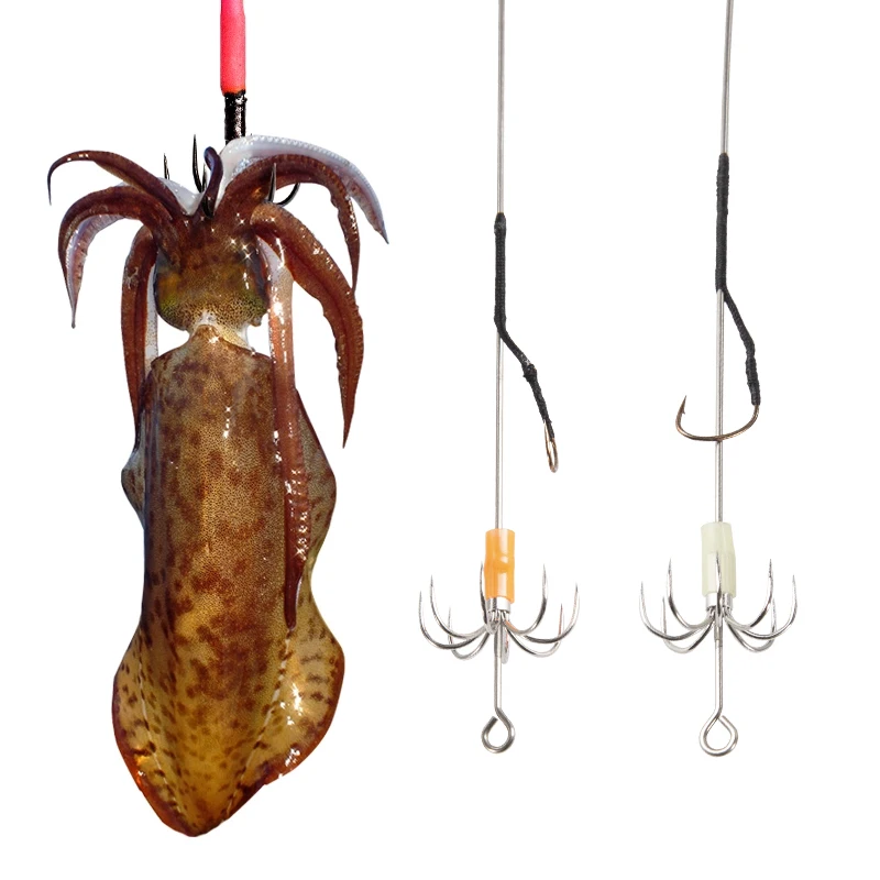 8PCS-Squid-Jig-Hook-Umbrella-Stainless-Steel-Fishing-Luminous-big-small ...