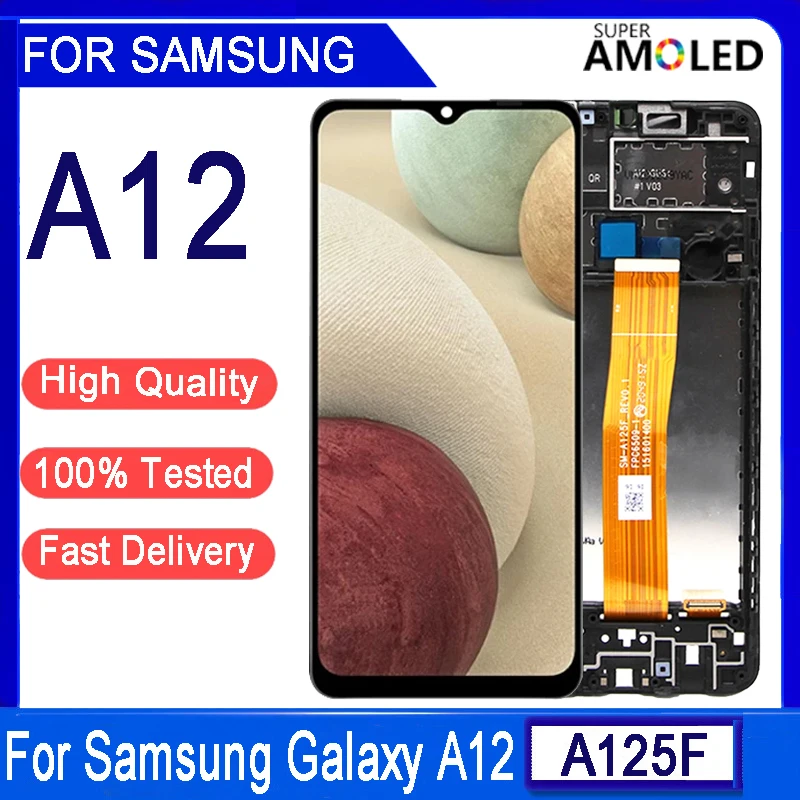6.5 Original Lcd Samsung Galaxy A12 A125 Sm-a125f A125f/ds Display Frame Touch - Mobile Phone ...