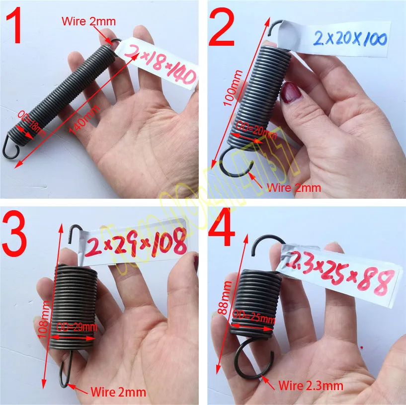 2pcs/pack Strong tension spring 2mm wire Carbon steel extension tension ...