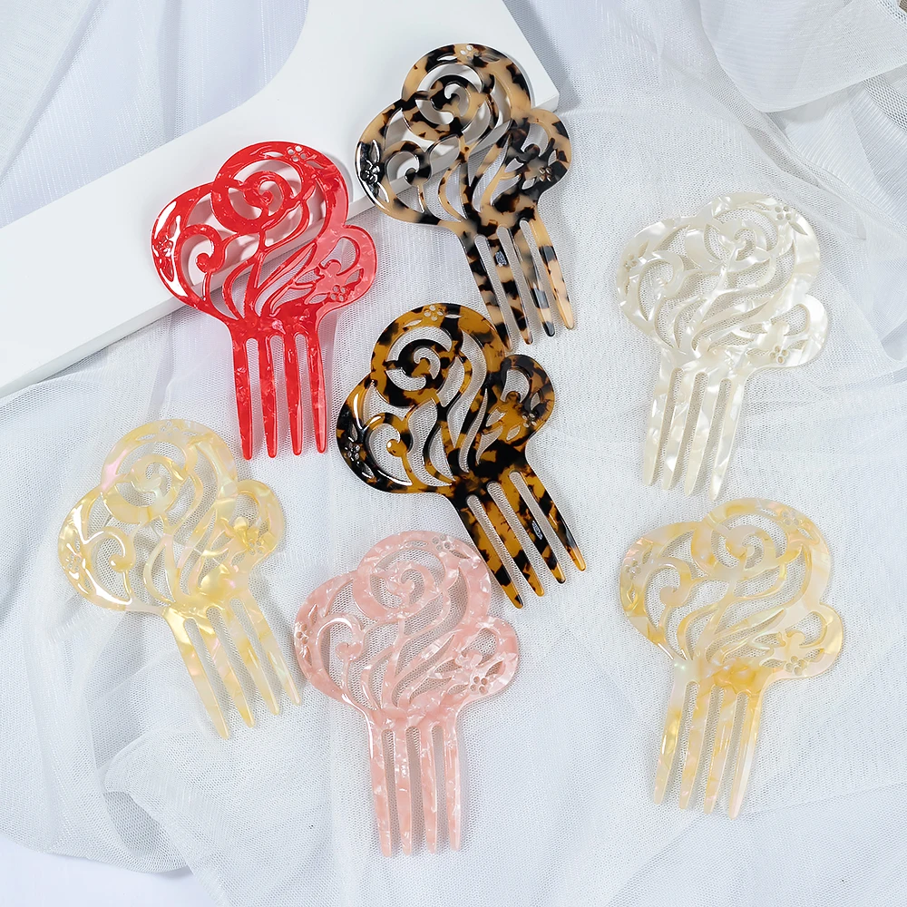 Colorful hair combs fashion Hollow pattern Acetic acid Hair Accessories ...