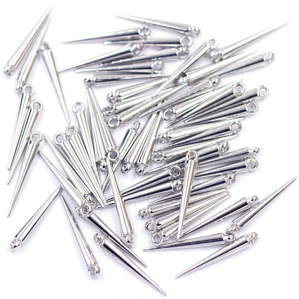 50Pcs Pendants Black Cone Acrylic Spike Tear Rivet Punk Studs and ...