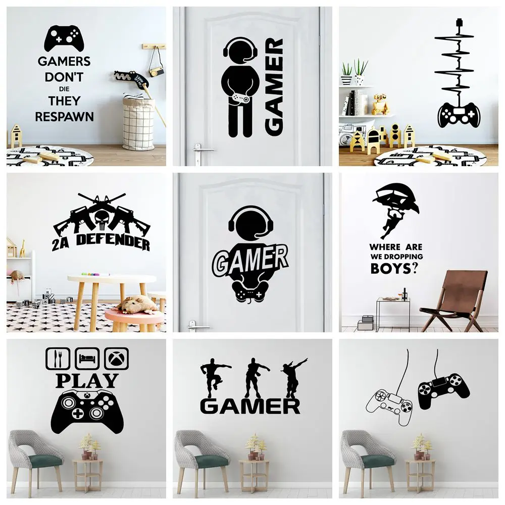 Gamer-Vinyl-Wall-Sticker-For-Kids-Rooms-Decoration-decal-Poster-boys ...