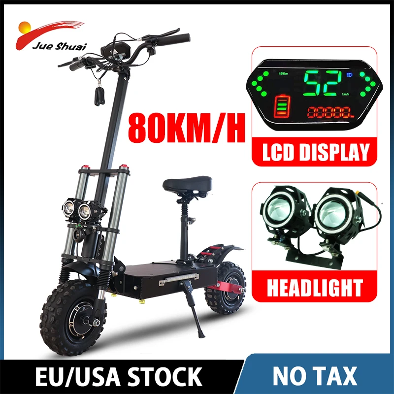 80km/h Electric Scooter 11 inch Tires 5600W 60V e roller wheel motor ...