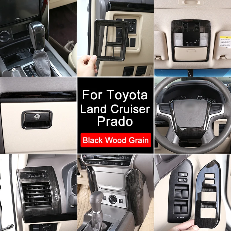 For Toyota Land Cruiser Prado FJ150 150 2010 2019 Black Wood Grain Car ...