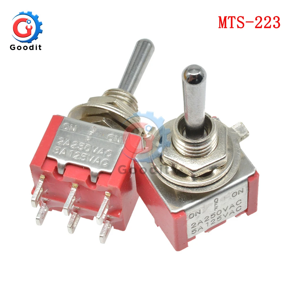 5pcs Mini 3 Positions 6pin Toggle Switch Mts-223 Dual Reset Power ...