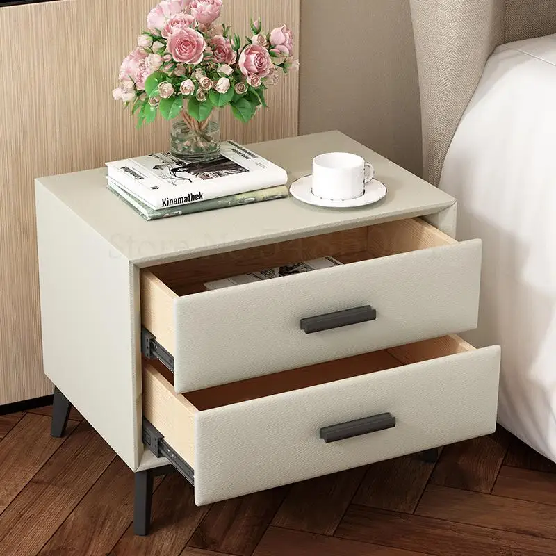 Criado mudo italiano, couro, arte moderna, nórdico, armazenamento de ...