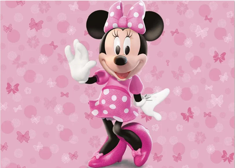 7x5ft Pink Cute Minnie Mouse White Spots Party Siluette Custom Photo ...
