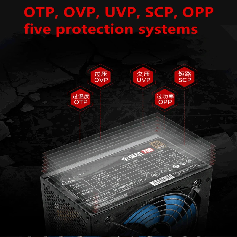 Original PC PSU For Golden Field Brand G6 Broad silence Rated 600W Peak ...