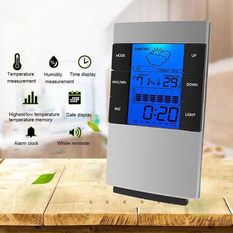 Weather-Forecast-Alarm-Clock-LED-Digital-Table-Clock-Thermometer ...