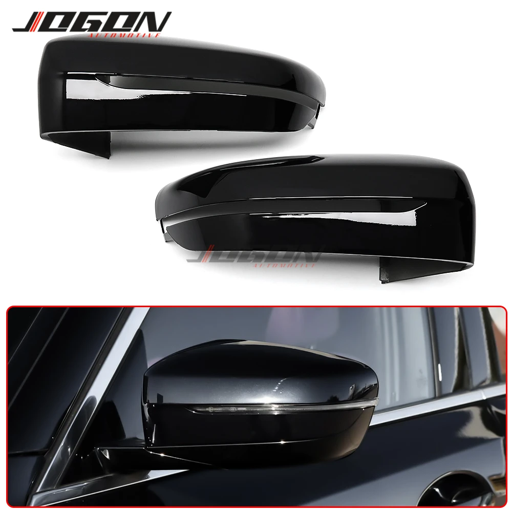 Gloss-Black-Side-Wing-Rear-View-Rearview-Mirror-Cover-Case-Caps-For-BMW ...