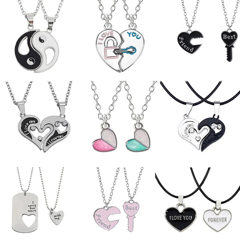 I Love You Best Friends Couple Necklace Jewelry Puzzle BFF Key Lock Tai ...