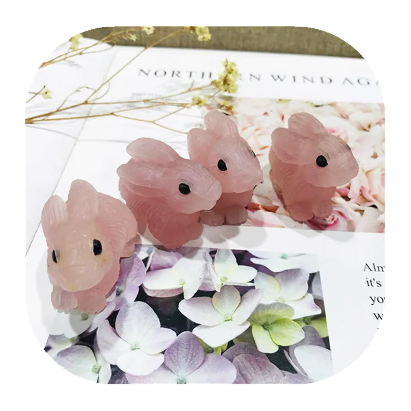Pink Rose Quartz Rabbit Natural Stones Minerals Crystals Gems Healing ...