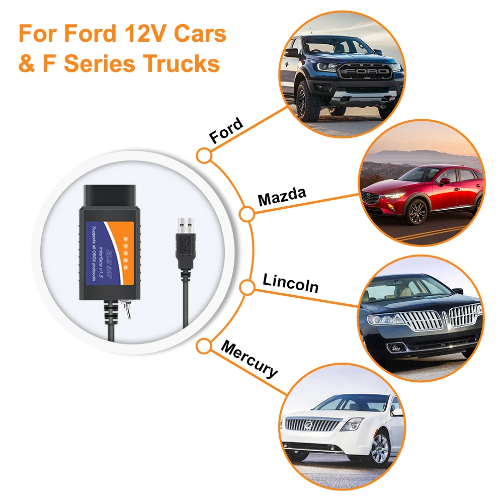 ELM327 USB FTDI with switch code Scanner FORscan ELMconfig HS CAN and MS CAN super elm327 obd2 ...