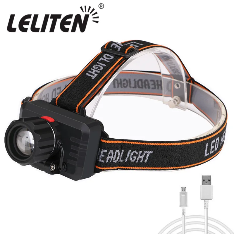 USB Rechargeable With Built in 1*18650 Battery XML T6 led headlamp zoom ...