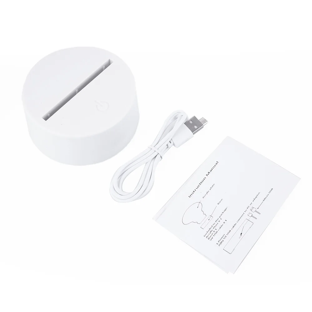 10Pcs ABS 3D Lamp Bases Night Light Base Holder USB Cable Touch 7 Color ...