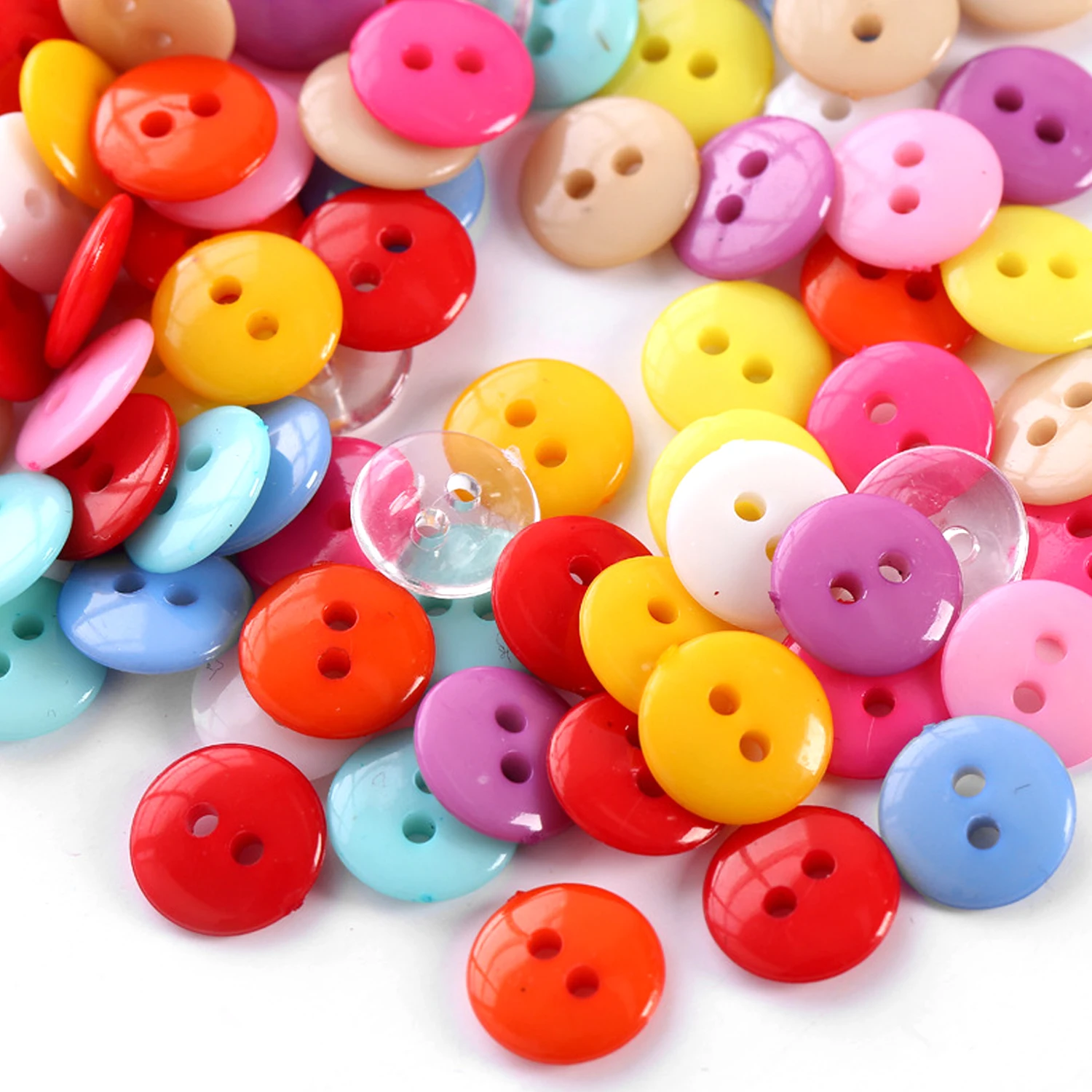100PCS Assorted Color 2-Hole Round Plastic Buttons for Kids Children ...