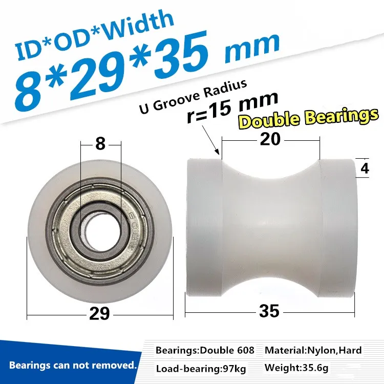 1pc-608z-bearing-coated-pulley-rolling-wheel-CNC-nylon-machining-U-slot ...