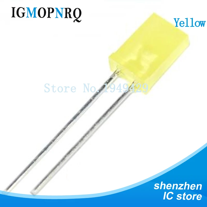 100PCS/LOT 2*5*7mm Square LED Yellow light emitting diode 2X5X7 LED ...