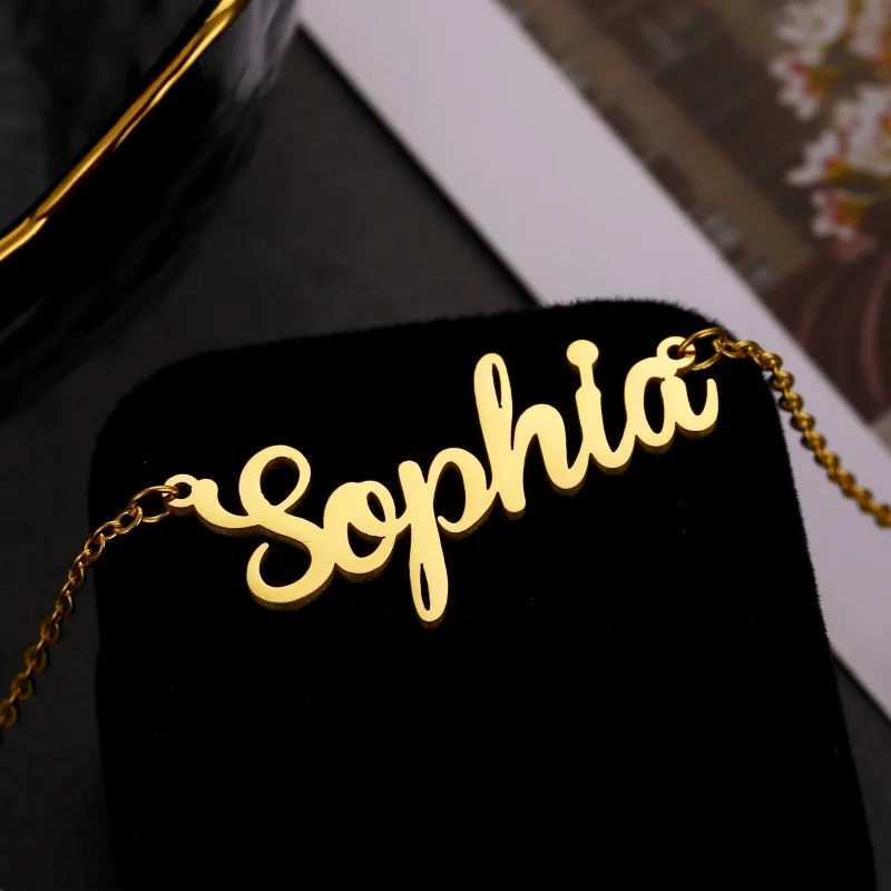 Custom Name Necklace Personalized Stainless Steel Gold Chain Choker ...